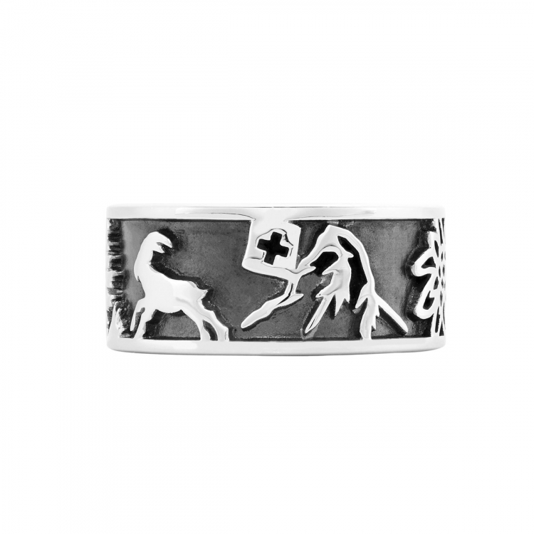 Gexist Swiss Edelweiss Ring Edelweiss Steinbock Matterhorn & Alphorn ...